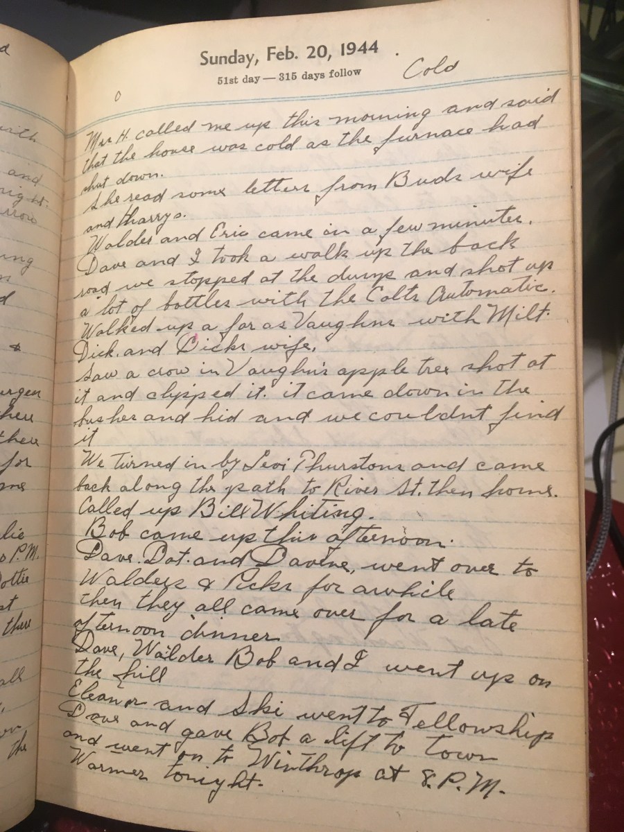 Sunday, Feb. 20, 1944 – Arrowheads Up the Hill